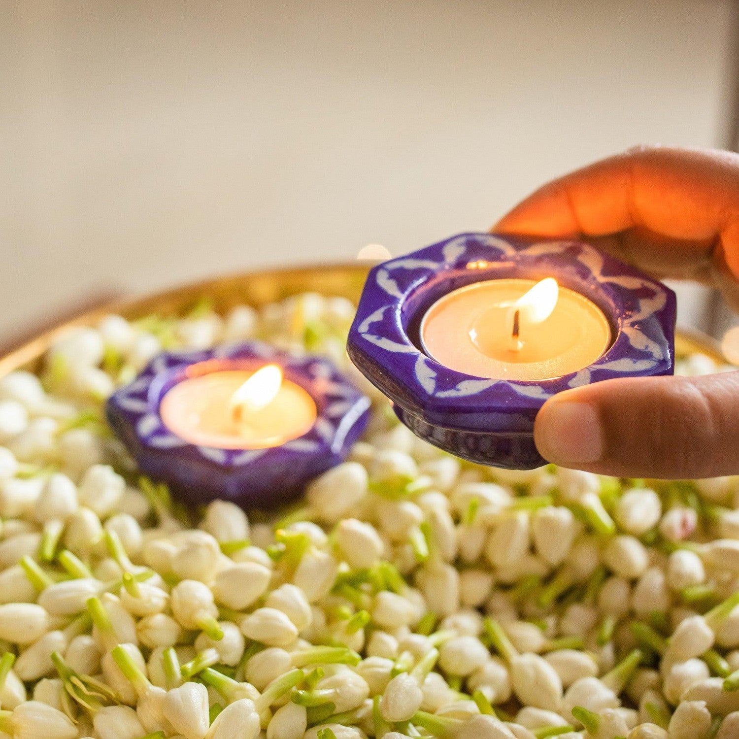 Blue Round Blue Pottery Decorative Festive Diya, Diwali Diyas – House ...