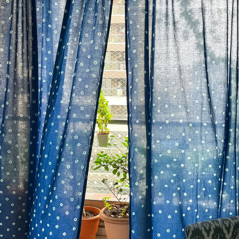 Indigo Bandhani Designer Cotton Curtains for Doors & Windows for Home ...