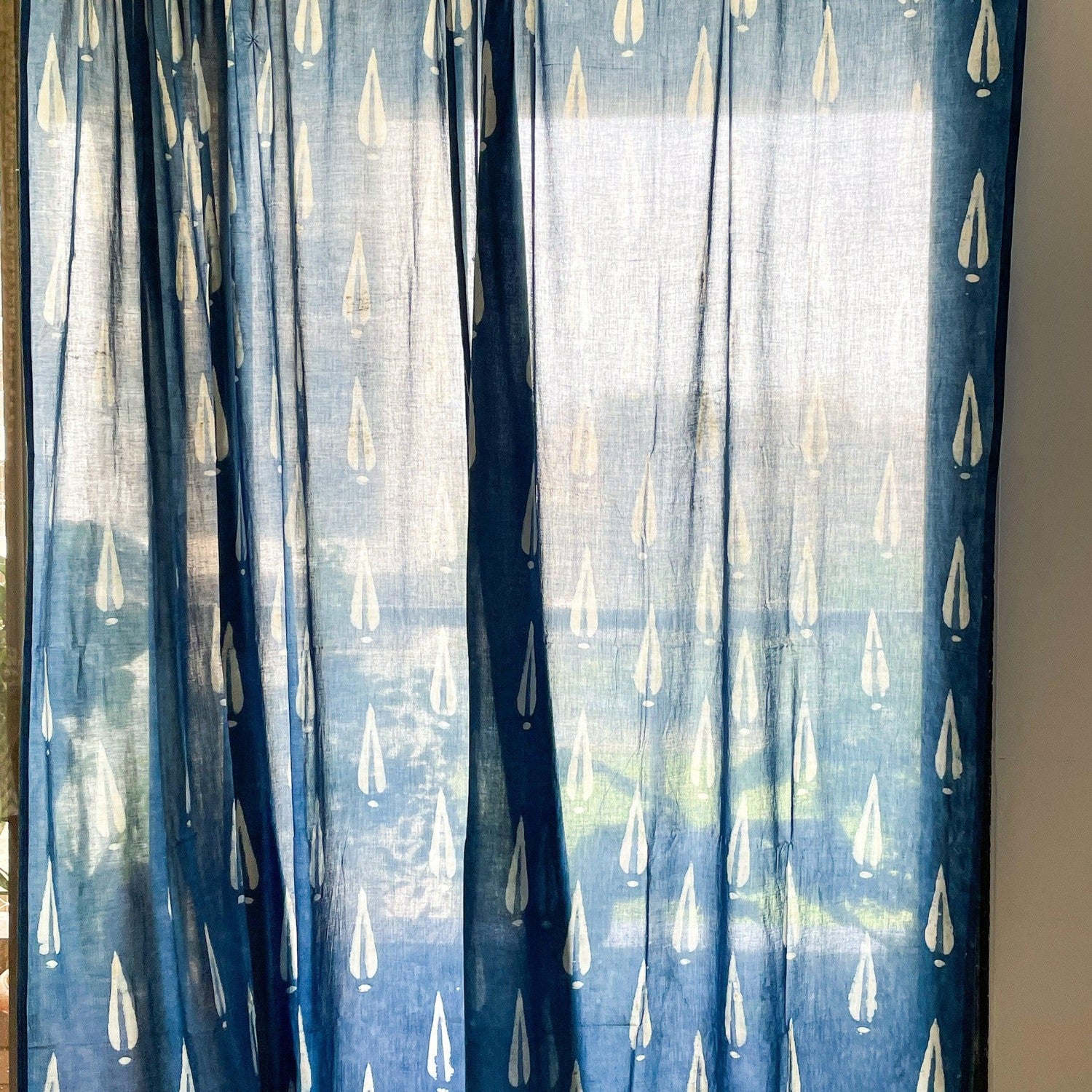 Indigo Tilak Blockprint Cotton Curtain for Doors & Windows at Home ...