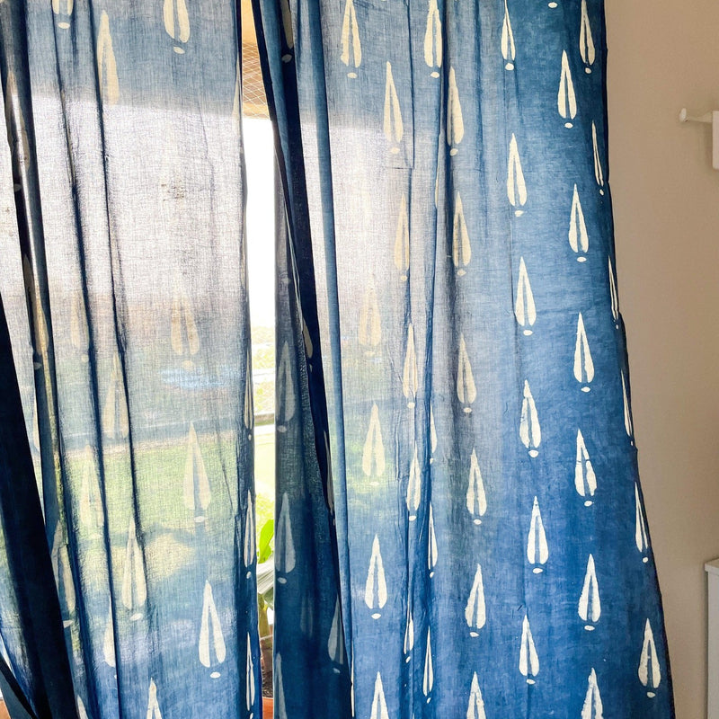 Indigo Tilak Blockprint Cotton Curtain for Doors & Windows at Home ...