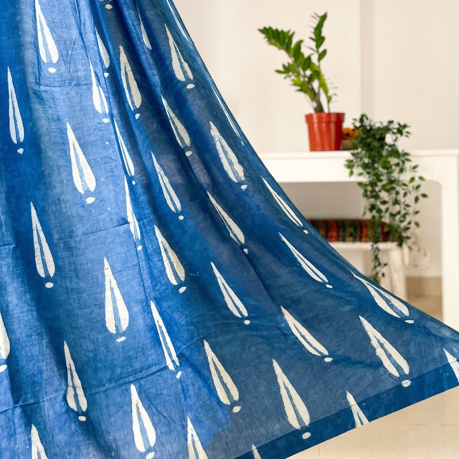 Indigo Tilak Blockprint Cotton Curtain for Doors & Windows at Home ...