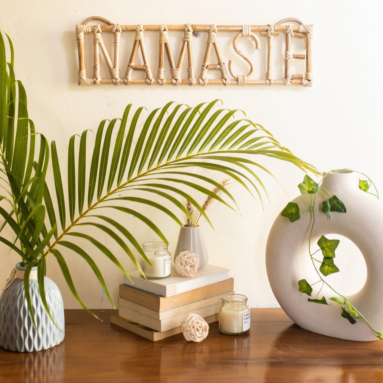 Namaste Wall Quote - Rattan Wall Hanging & Wall Décor – House of Ekam